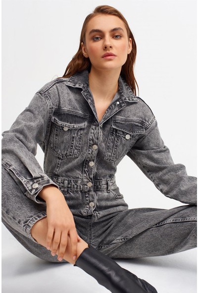 4264 Dilvin Göğüs Bölümü Cepli Tulum