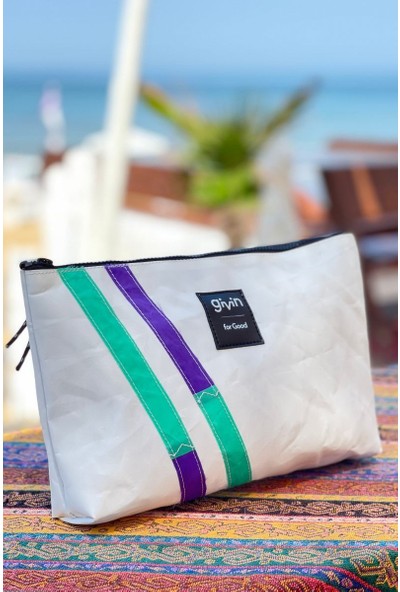 Givin İyilik Mağazası Givin Yelken Kumaş Plaj Çantası Beyaz