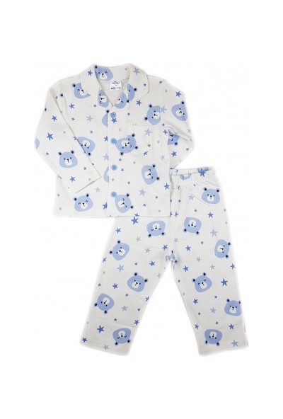 Luggi Erkek Bebek Yakalı Ayıcık Pijama Mavi Luggi Erkek Bebek Yakalı Ayıcık Pijama Mavi