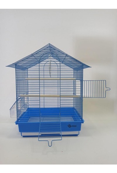 Dayang İki Kapılı Çatılı Kuş Kafesi Mavi 35 x 28 x 46 cm