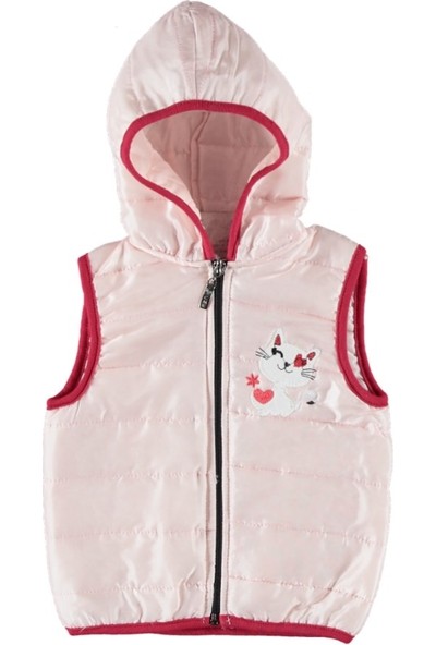 Paketle Express Kedi Nakışlı Kapüşonlu Kız Şişme Yelek 7/10 Yaş