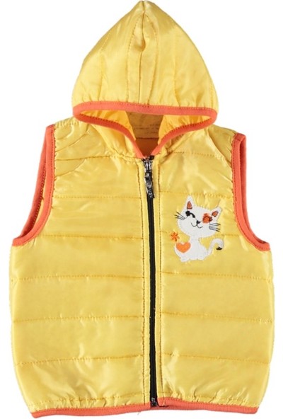 Paketle Express Kedi Nakışlı Kapüşonlu Kız Şişme Yelek 7/10 Yaş