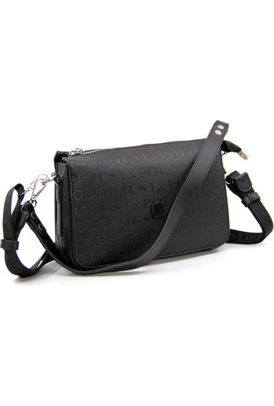 Just Polo Kadın Siyah 5 Bölmeli Ayarlanabilir Uzun Askılı Baget Çanta HS4036