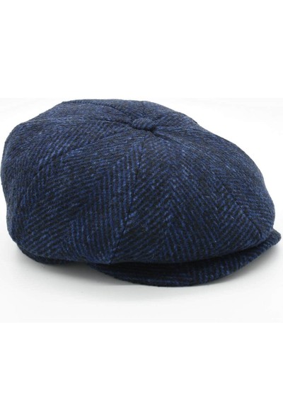Külah Italyan Kasket Şapka Balıksırtı Peaky Blinders Kasket-Açık Lacivert