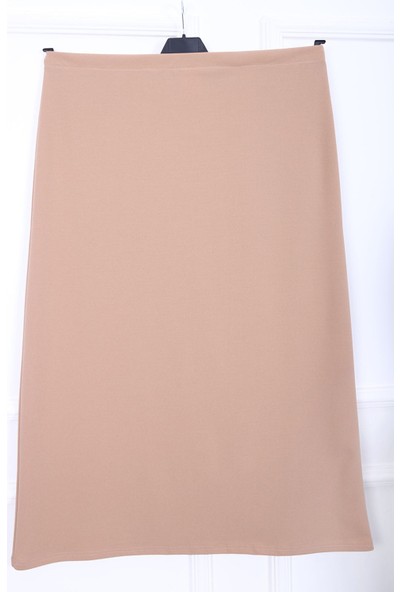 Kombinal Bej Beli Lastikli Büyük Beden Çan Etek- 4249