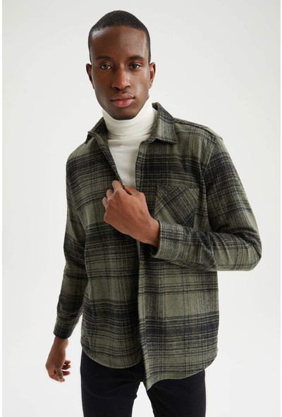 DeFacto Regular Fit Ekose Desenli Uzun Kollu Oduncu GÖMLEK W8874AZ21WN