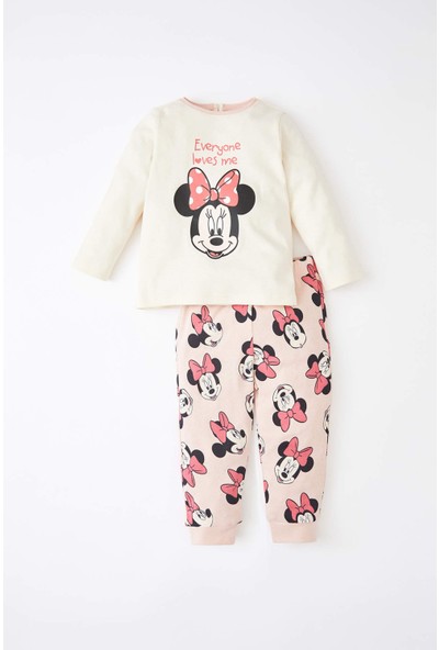 DeFacto Kız Bebek Minnie Mouse Lisanslı Uzun Kollu Pamuklu Pijama Takım W9280A222SP DeFacto Kız Bebek Minnie Mouse Lisanslı Uzun Kollu Pamuklu Pijama Takım W9280A222SP