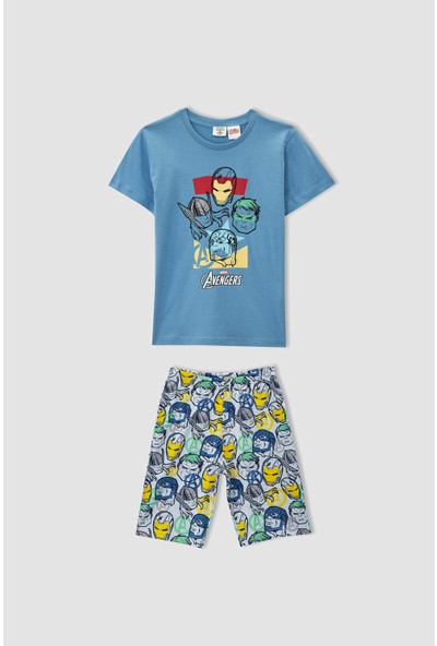 DeFacto Erkek Çocuk Marvel Lisanslı Regular Fit Bisiklet Yaka Pijama Takımı W0402A621HS