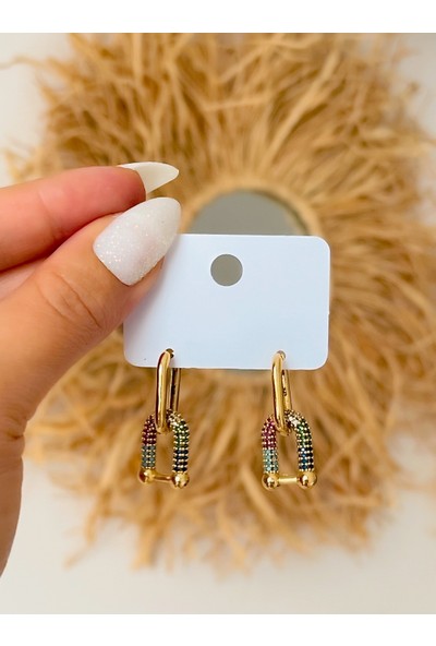 Wise Kadın Çelik Zirkon Taşlı Altın Küpe