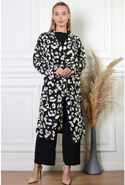 Pinkmark Kadın Karışık Desen Baskılı Siyah Beyaz Krep Tesettür Takım PMTK25341