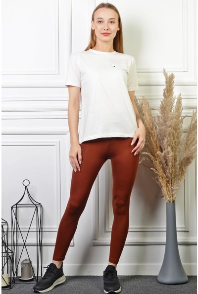 Pinkmark Kadın Vizon Kahverengi Pamuklu Tayt PMPT25210