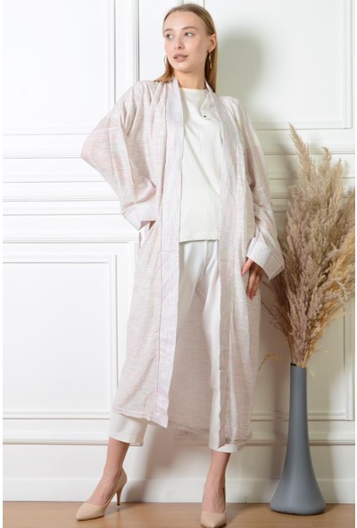 Pinkmark Kadın Rahat Kesim Krem Tesettür Kap Kimono PMCK25313