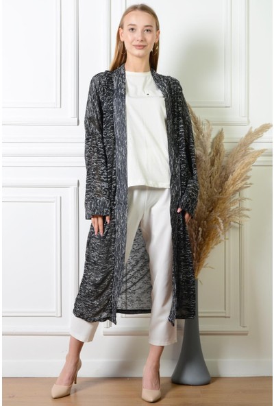 Pinkmark Kadın Rahat Kesim Siyah Tesettür Kap Kimono PMCK25318