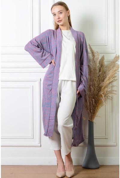 Pinkmark Kadın Rahat Kesim Mor Tesettür Kap Kimono PMCK25322