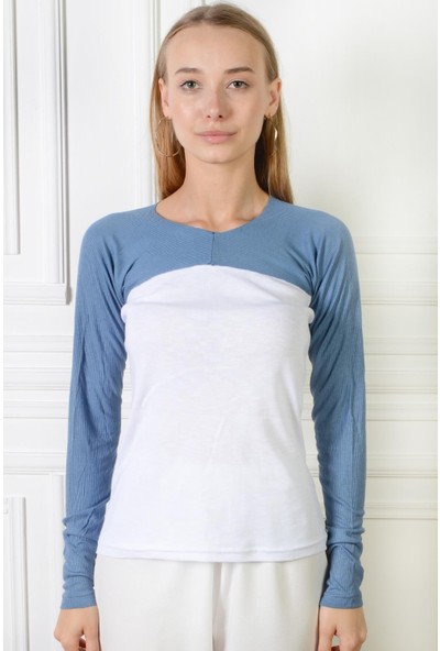 Pinkmark Kadın Tesettür Içe Giyilen Uzun Kol Mavi Bolero MCPMBL25307