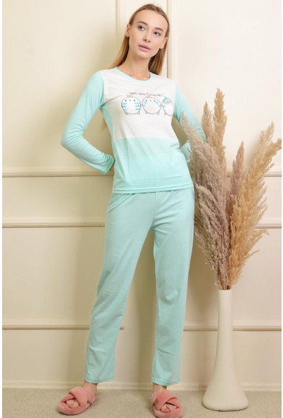 Pinkmark Kadın Mınt Penguen Baskılı Pijama Takımı PMTK25314 Pinkmark Kadın Mınt Penguen Baskılı Pijama Takımı PMTK25314