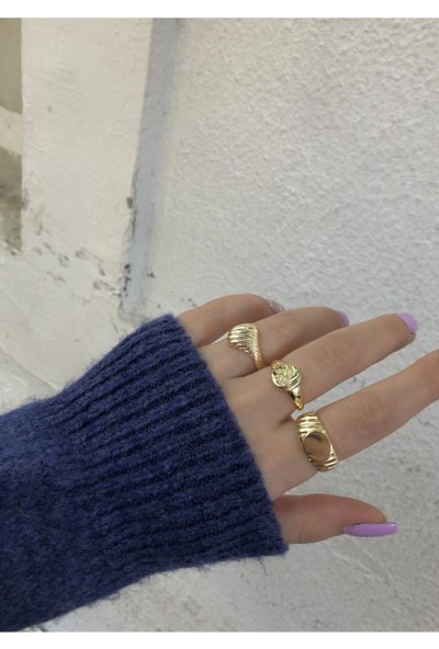 Kilig Kadın Gold Renk Vintage Yüzük Seti Kilig Kadın Gold Renk Vintage Yüzük Seti
