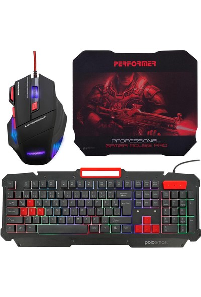 Polosmart Klavye & Mouse + Mouse Pad Oyuncu Set PGM06+PGM07