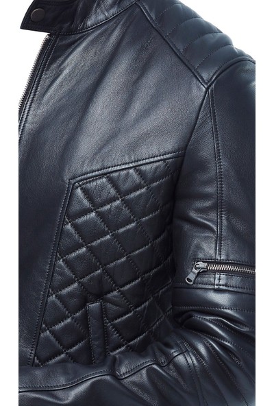 Deriza Drago Siyah Erkek Deri Mont