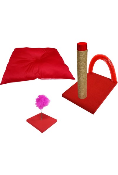 Biosand Kedi Yastığı - Kaşımalı Tırmalama - Hacıyatmaz Seti Kırmızı Biosand Kedi Yastığı - Kaşımalı Tırmalama - Hacıyatmaz Seti Kırmızı