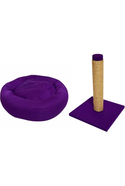Biosand Simit Kedi Yatağı ve Tırmalama Seti Mor Biosand Simit Kedi Yatağı ve Tırmalama Seti Mor