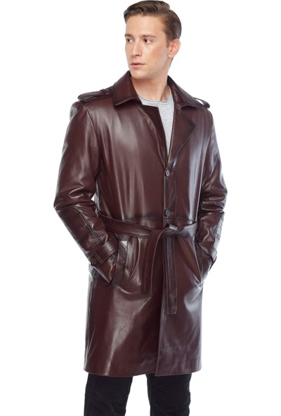 Deriza Matrix Hakiki Deri Erkek Pardesü Bordo Deriza Matrix Hakiki Deri Erkek Pardesü Bordo
