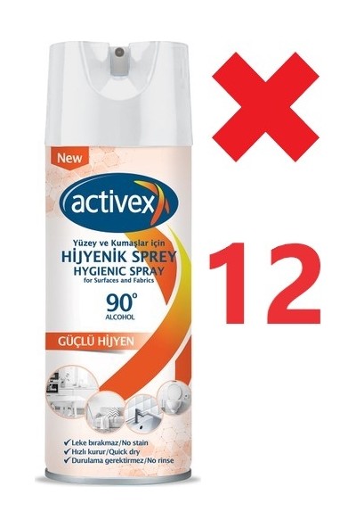 Activex Hijyenik Kumaş ve Yüzey Spreyi 400 ml x 12