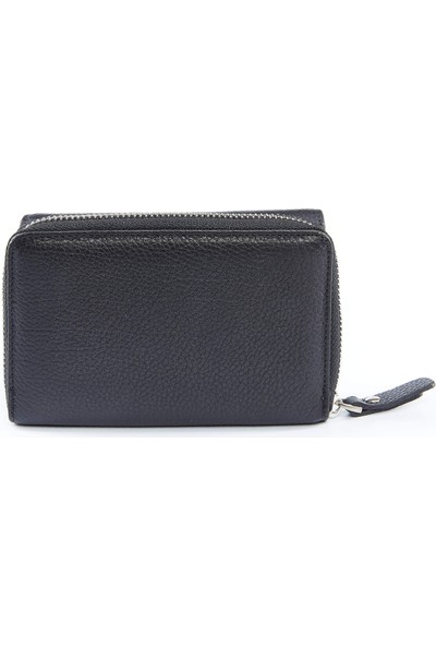 Deriza Ksear Hakiki Deri Kadın Cüzdan Siyah