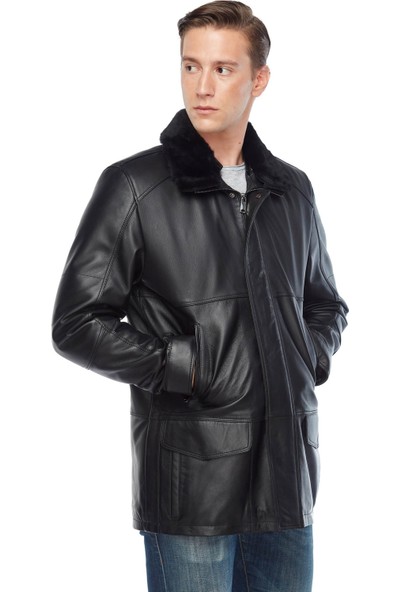 Deriza Hurtei Siyah Erkek Deri Kaban