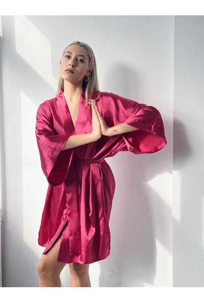 Retrobird Saten Kimono Kadın Pembe