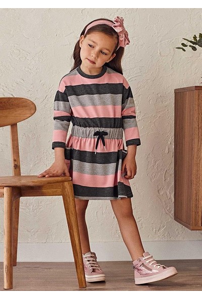Mayoral Kız Çocuk Çizgili Çepli Elbise 4939