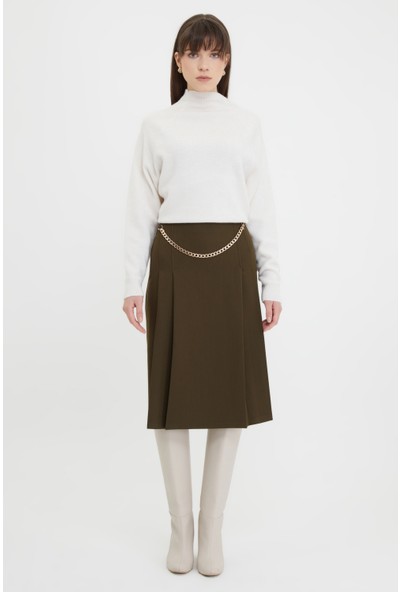 Zincir Detaylı Yırtmaçlı Etek