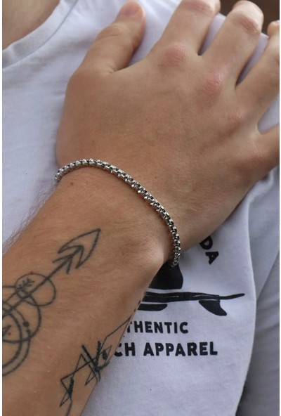 FullControl Erkek Gümüş Renk Örme Model Zincir Bileklik