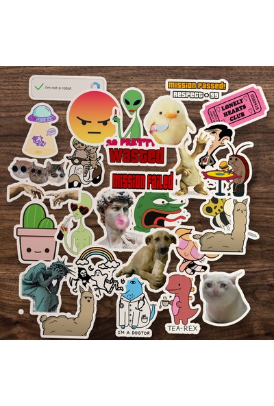 Stickir 30'lu Eğlenceli Komik Sticker Paketi - Internet Memes Çıkartmalar