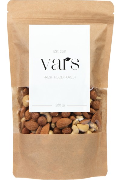 Vars Gıda Premium Karışık (Çiğ Fındık, Çiğ Badem, Çiğ Kaju) 500gr.