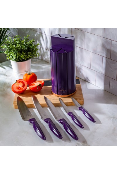Karaca Retro Mor 6 Parça Bıçak Seti
