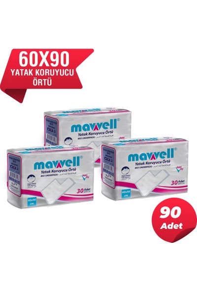 Mavvell Hasta Altı Bezi Serme Bez Yatak Koruyucu ( 90*60 ) 90 Adet