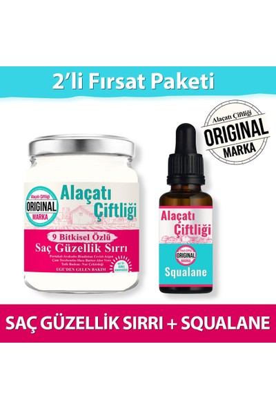 Alaçatı Çiftliği Saç Bakım Yağı ve Squalane Serum Paketi