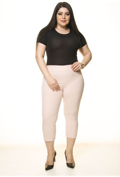 Modayız Pembe Büyük Beden Kapri F10-1720