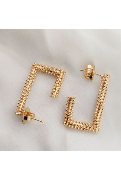 Swell Zirkon Tırtıklı Gold Küpe Swell Zirkon Tırtıklı Gold Küpe