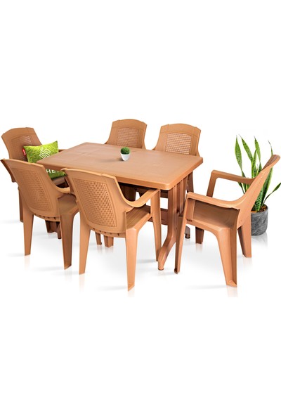 Bahex 70X120CM Wee Pro Katlanır Ayaklı 6 Kişilik Plastik Bahçe Balkon Masa Takımı