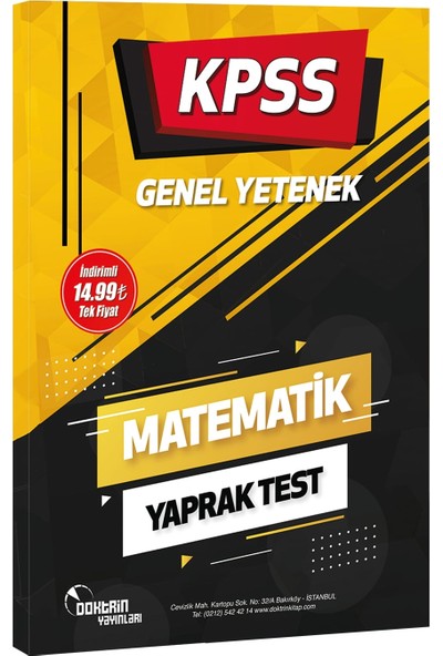 Doktrin Yayınları 2022 KPSS Matematik Yaprak Test Doktrin Yayınları 2022 KPSS Matematik Yaprak Test