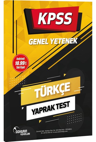 Doktrin Yayınları 2022 KPSS Türkçe Yaprak Test Doktrin Yayınları 2022 KPSS Türkçe Yaprak Test