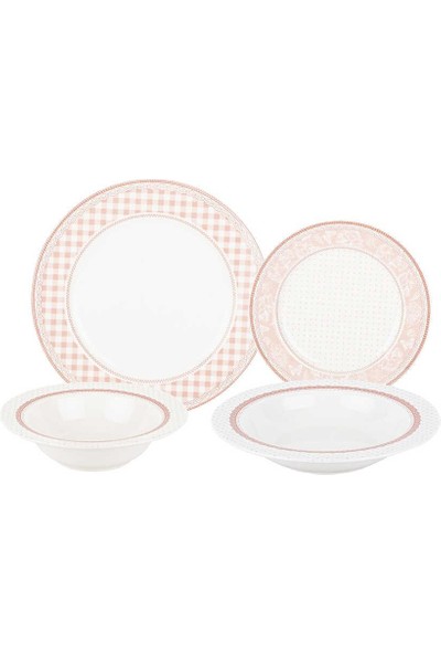 Tantitoni Yemek Takımı 24 Parça Pink Quadro (MAZEP101PQ)