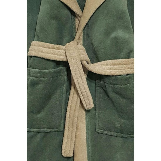 Helenito Çocuk Bornozu Kapüşonlu Kadife Kumaş Haki Renk Fiyatı