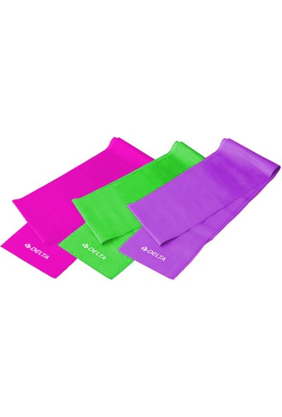 Delta Delta 3 'lü Pilates Bandı 120 cm x 7,5 cm Egzersiz Direnç Lastiği