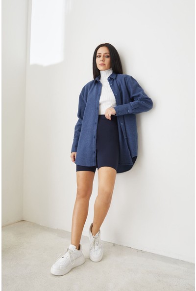 Lime Moda Penye Tayt-Lacivert