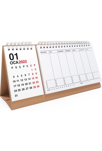 Haftalık Planlayıcı 2022 Masa Takvimi Kraft
