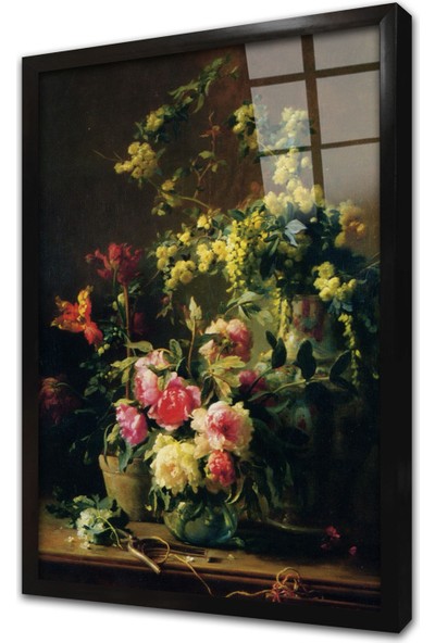 Tablosan Çiçekler Çerçeveli Cam Tablo