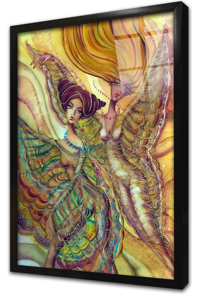 Tablosan Etnik Kadınlar Çerçeveli Cam Tablo